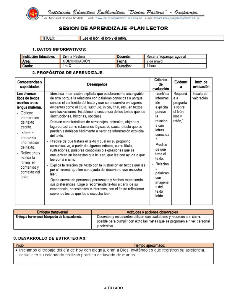 Ficha de Plan Lector - Semana 8 | PDF | Evaluación | Información