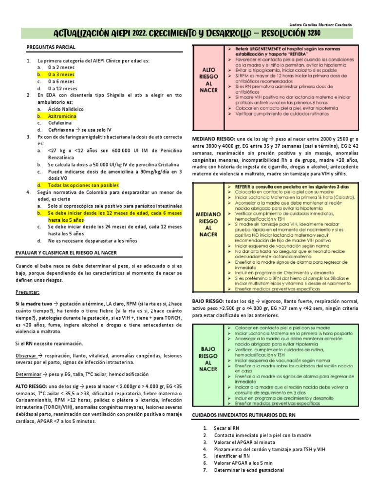 Crecimiento y Desarrollo - Resolución 3280 | PDF