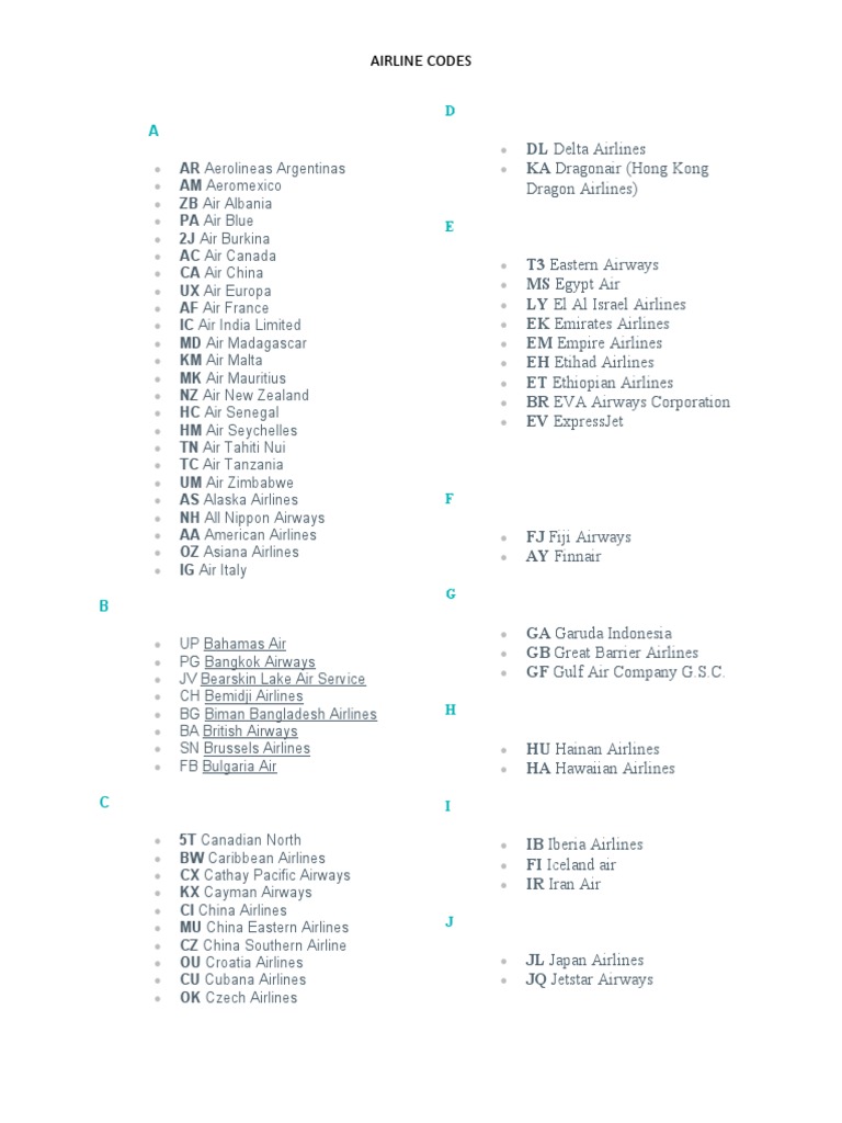 Airline Codes | PDF | Transport | Companies
