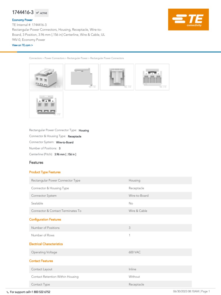 Product 1744416 3.datasheet | PDF | Electrical Connector | Electronics