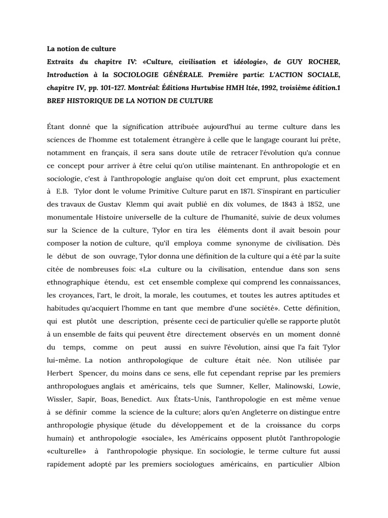 La Notion de Culture | PDF | Barbare | Anthropologie