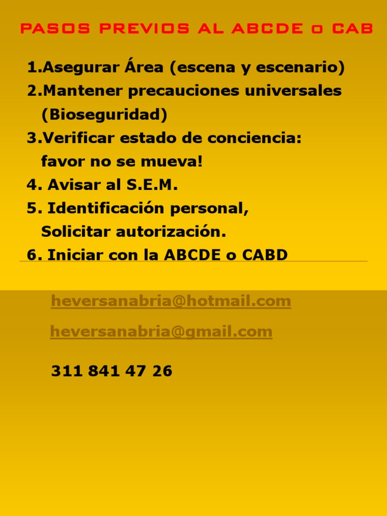 Pasos Previos Al ABC, Cab, Rcp... | PDF