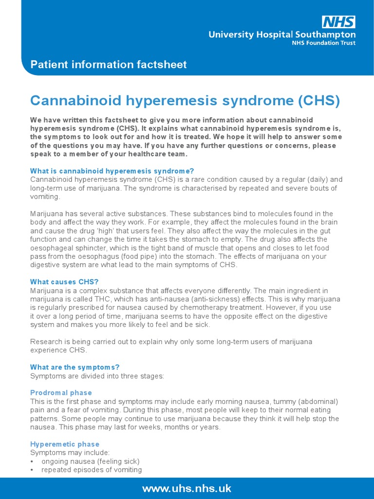 Cannabinoid Hyperemesis Syndrome CHS 2506 PIL | PDF | Cannabis (Drug ...