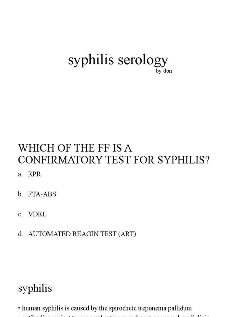 Syphilis Sero | PDF | Infection | Serology