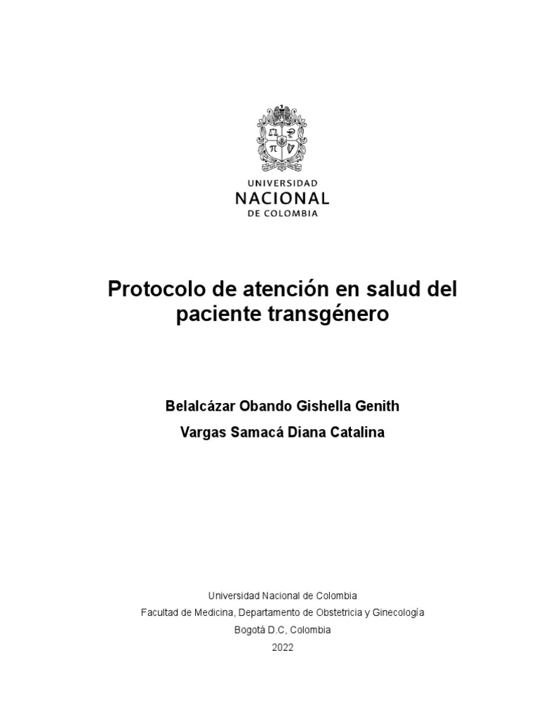 Protocolo de Atención en Salud Del Paciente Transgénero: Belalcázar ...