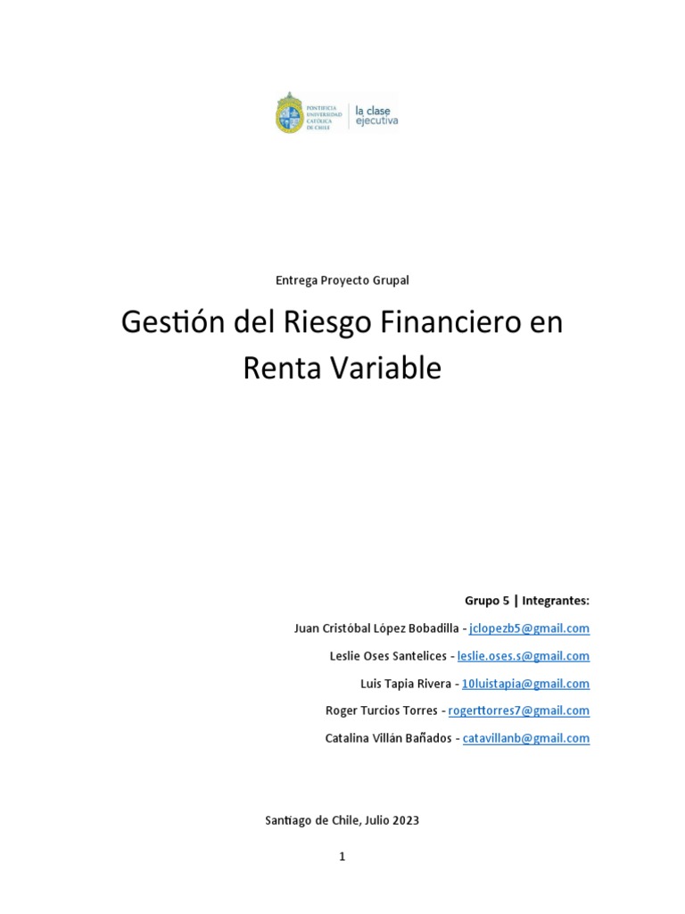 Trabajo Grupal Riesgo Renta Variable Final | PDF | Compartir (Finanzas ...