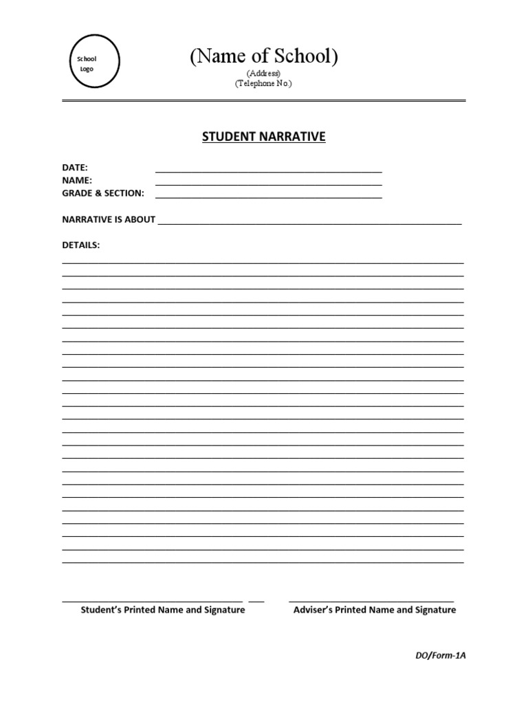 Student Narrative Form | PDF