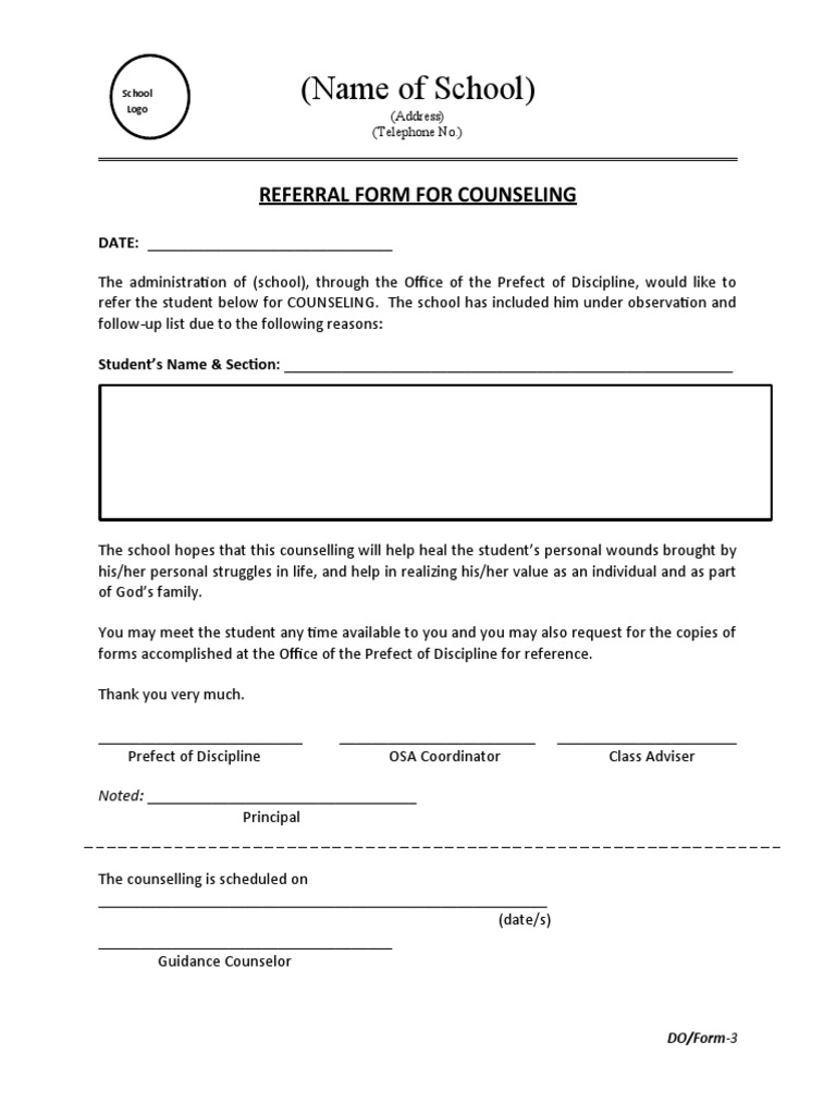 Referral Form For Counseling | PDF | Career & Growth