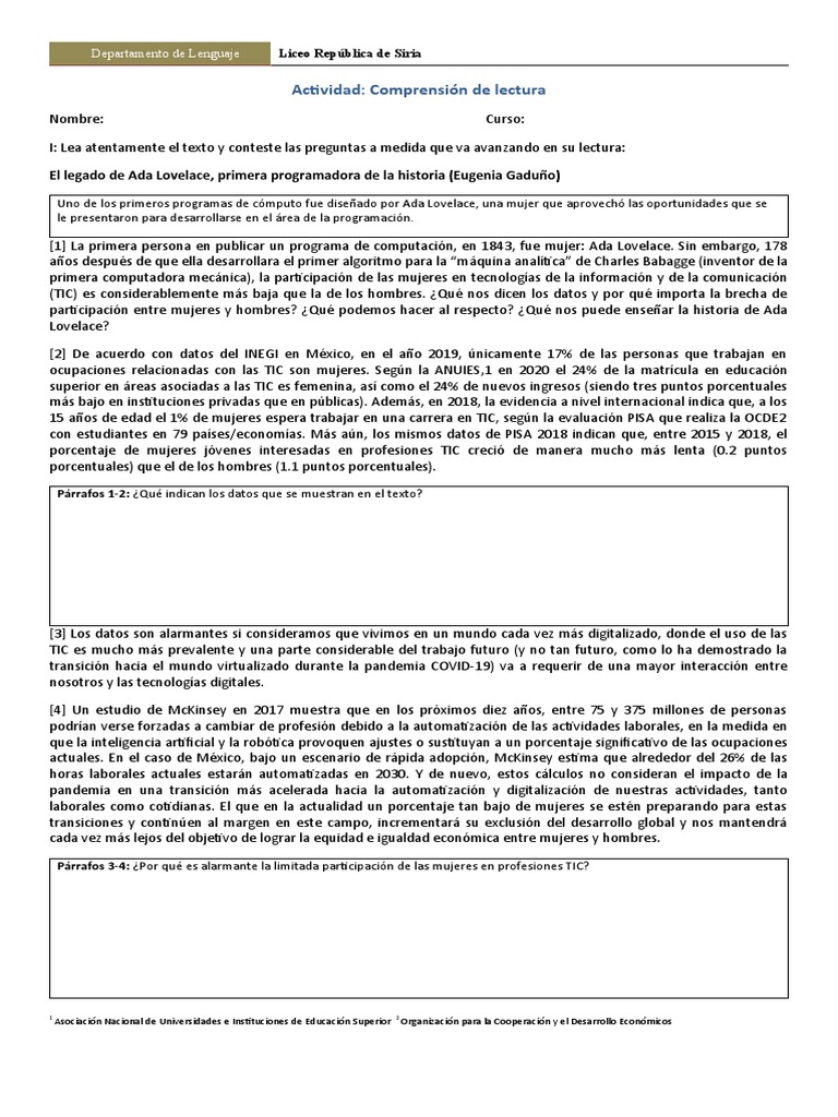 Comprensión de Lectura | PDF | Historia