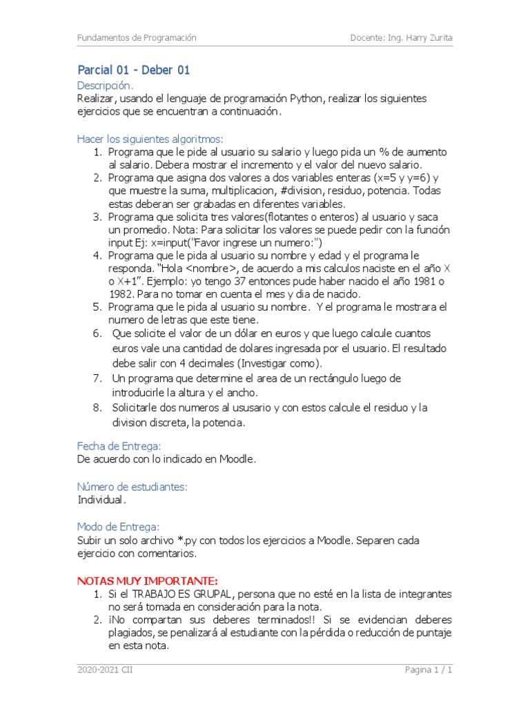 P1-D3 Ejercicios de Programacion Iniciales | PDF | Informática