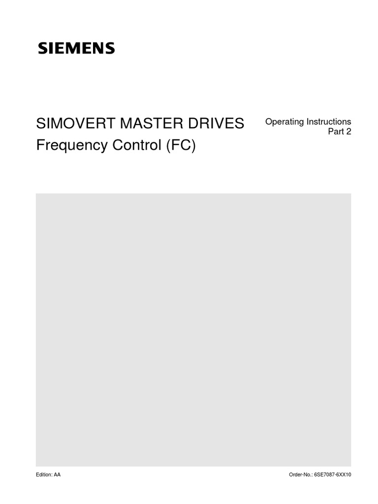 Simovert Master Drives Frequency Control (FC) : Operating Instructions | PDF | Electrostatic ...