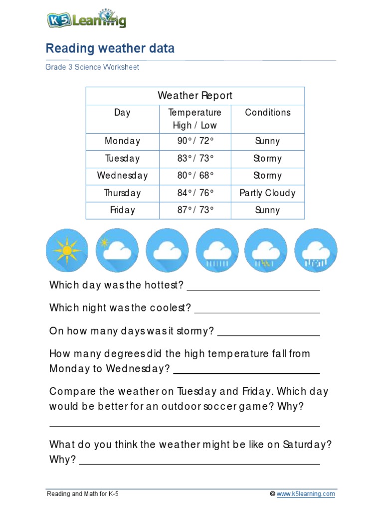 Grade 3 Weather Data A | PDF