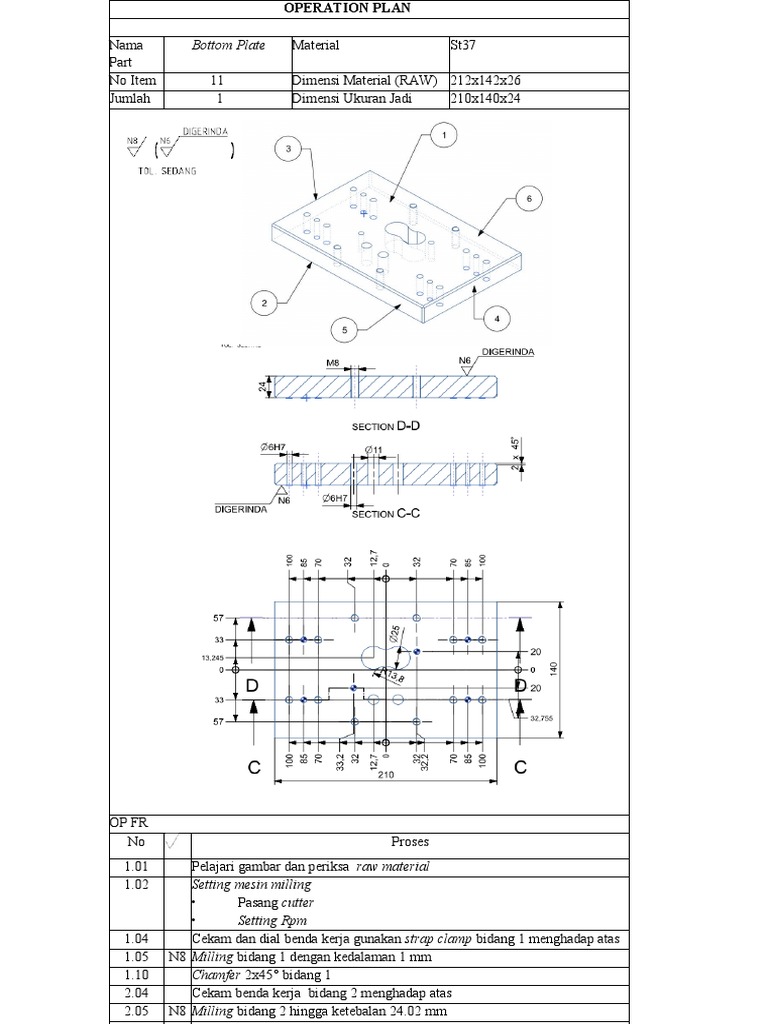 Rencana Operasi untuk Bottom Plate | PDF | Griya & Taman | Komputer