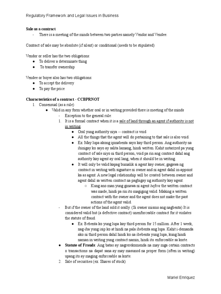 Module 1 (Law On Sales) | PDF | Private Law | Common Law