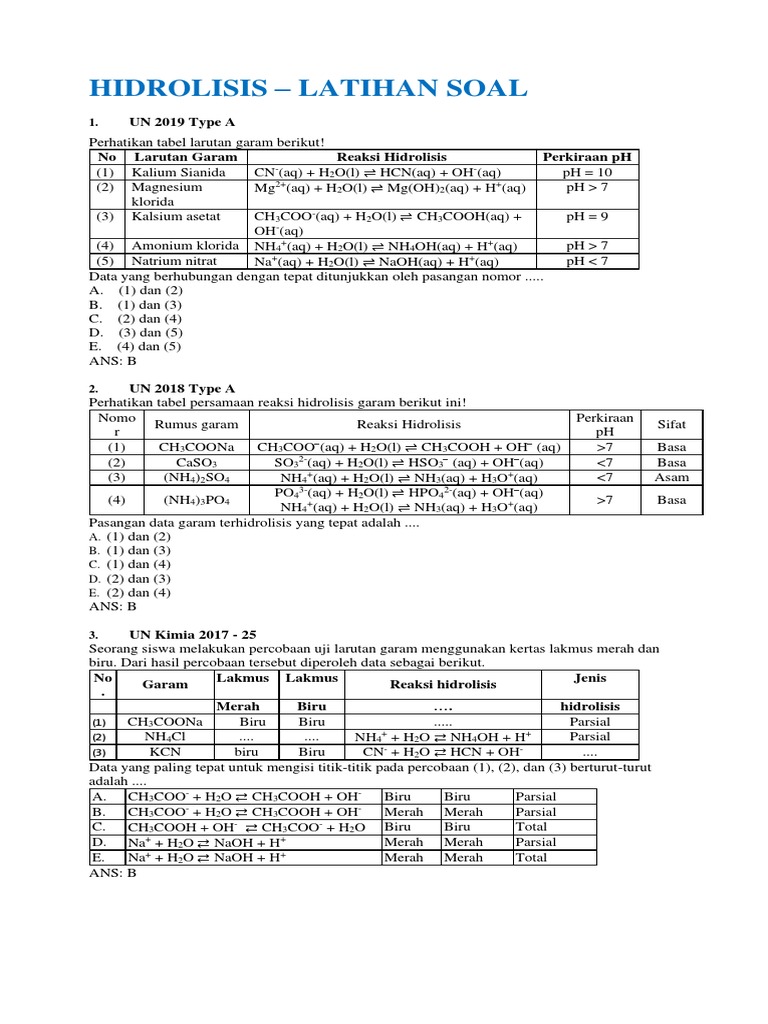 Latihan Hidrolisis | PDF