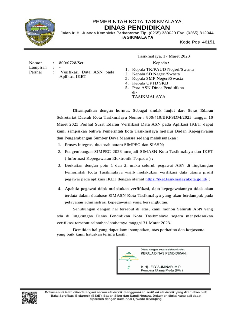 Verifikasi Data Asn Pada Aplikasi Iket | PDF