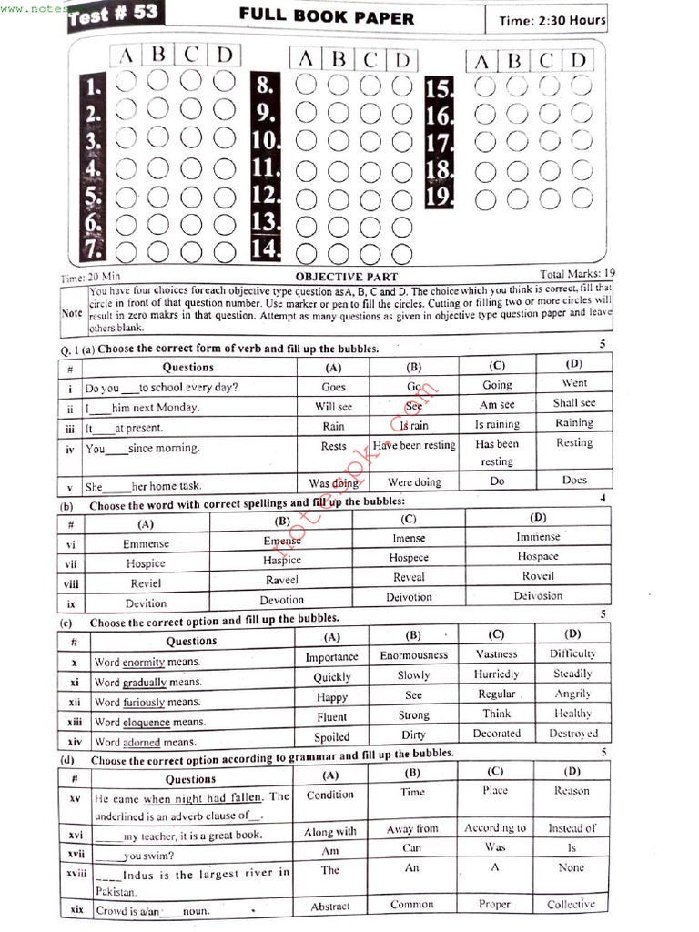 9th English Full Book Test - NOTESPK - Compressed | PDF