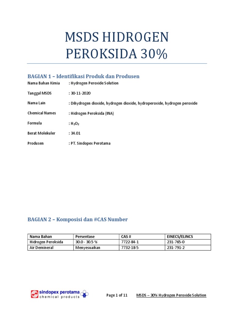 024 H2o2 30% Ex Sindopex | PDF