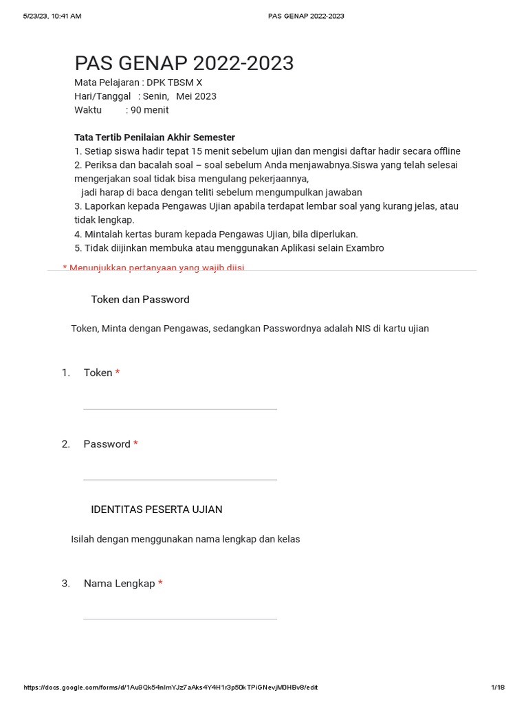 DPK TBSM X Pas Genap 2022-2023 | PDF