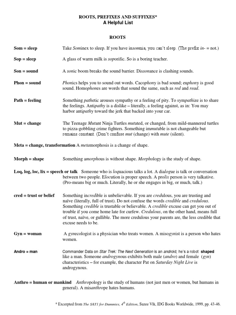 SAT Preparation - Root Words Only | PDF