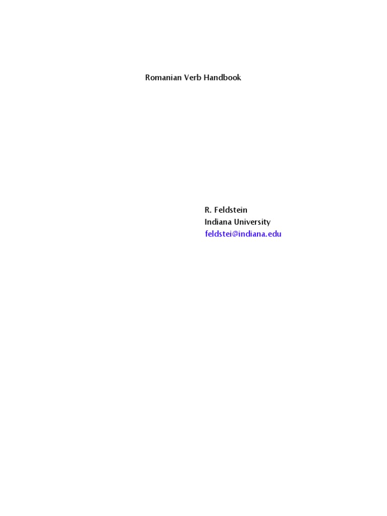 Romanian Verb Handbook | PDF | Foreign Language Studies