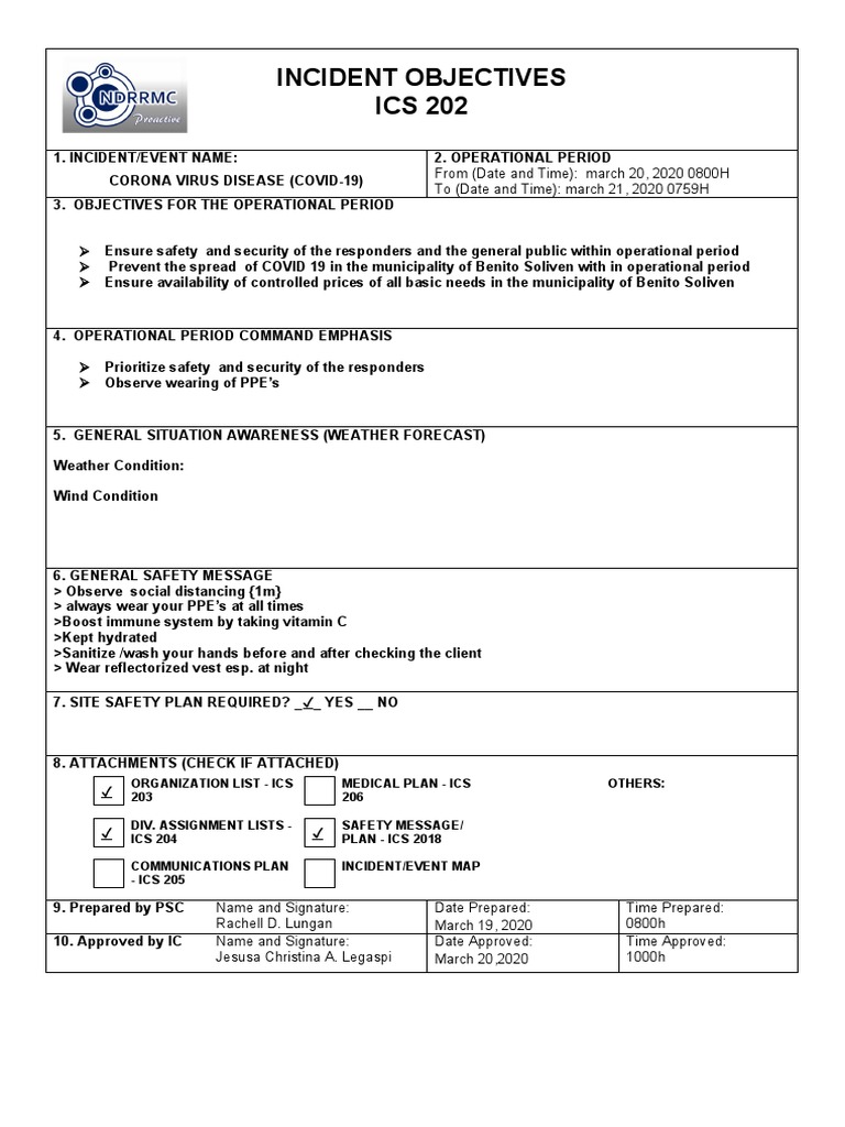 COVID-19 Incident Objectives ICS 202 | PDF | Law | Science & Mathematics