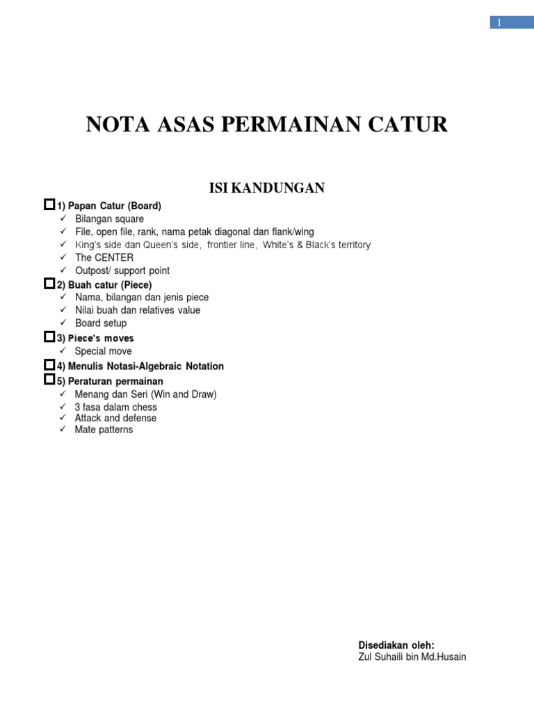 Nota Asas Permainan Catur | PDF