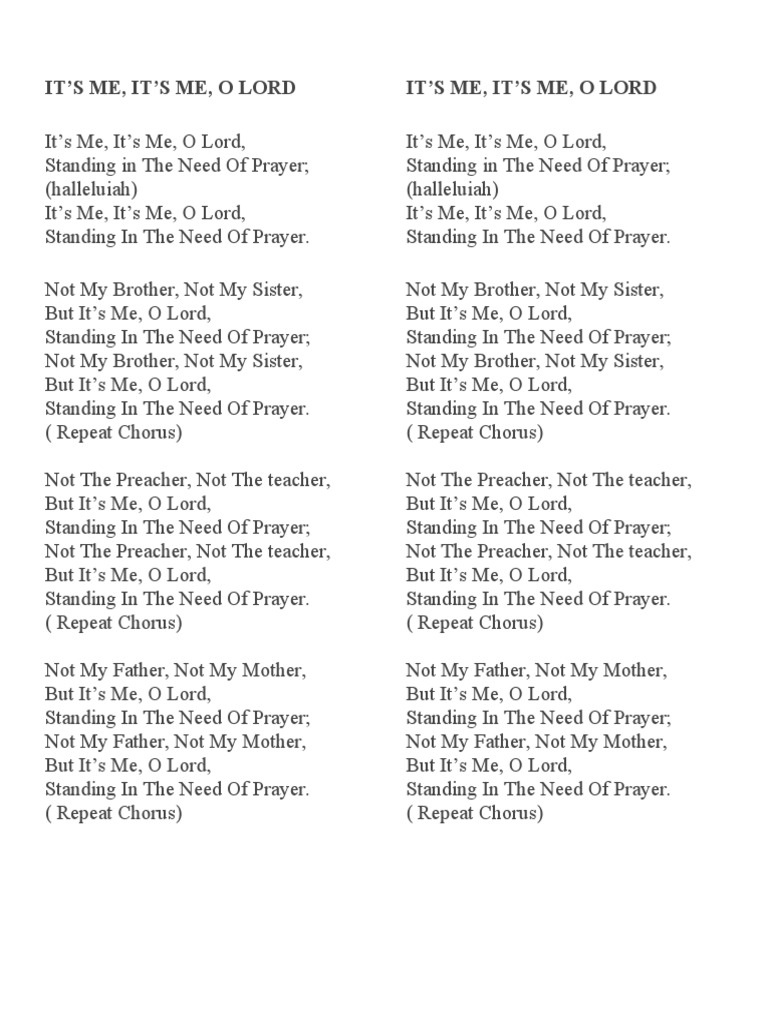Its Me Oh Lord | PDF | Language Arts & Discipline | Wellness