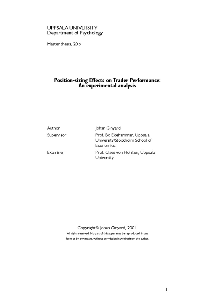Position-Sizing Effects On Trader Performance: An Experimental Analysis ...