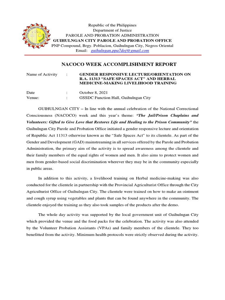 NACOCOW 2021 Accomplishment Report | PDF