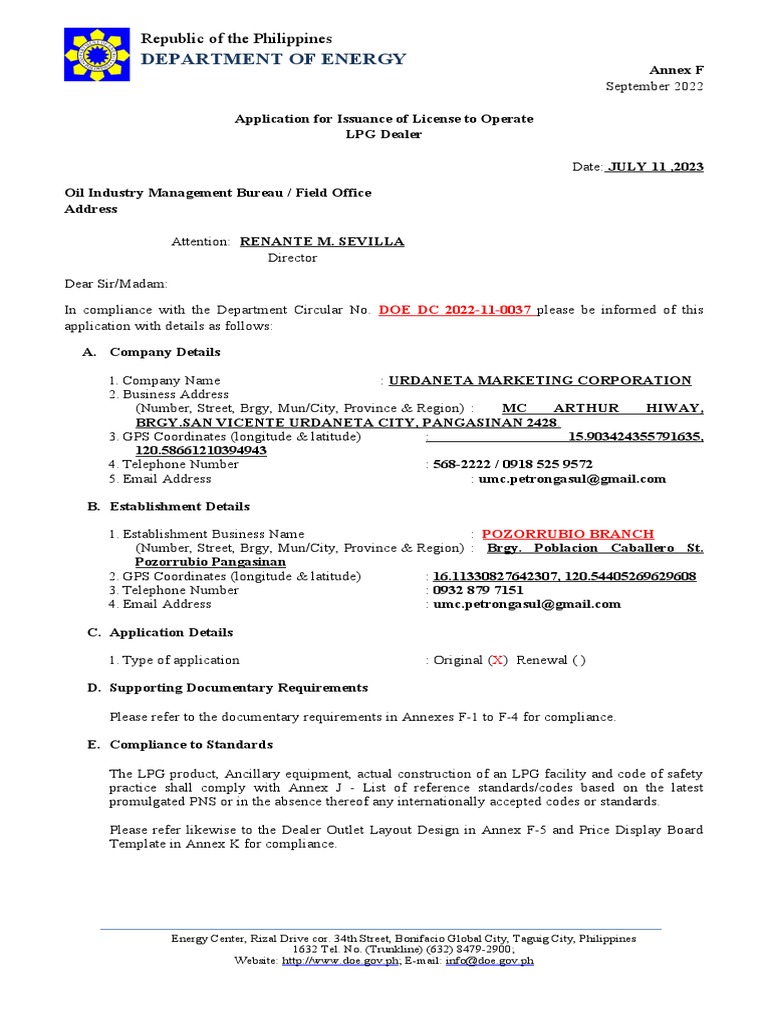 2.) Annex F - LTO - Dealer - FNL (DOE APPLICANT) | PDF | Service Industries