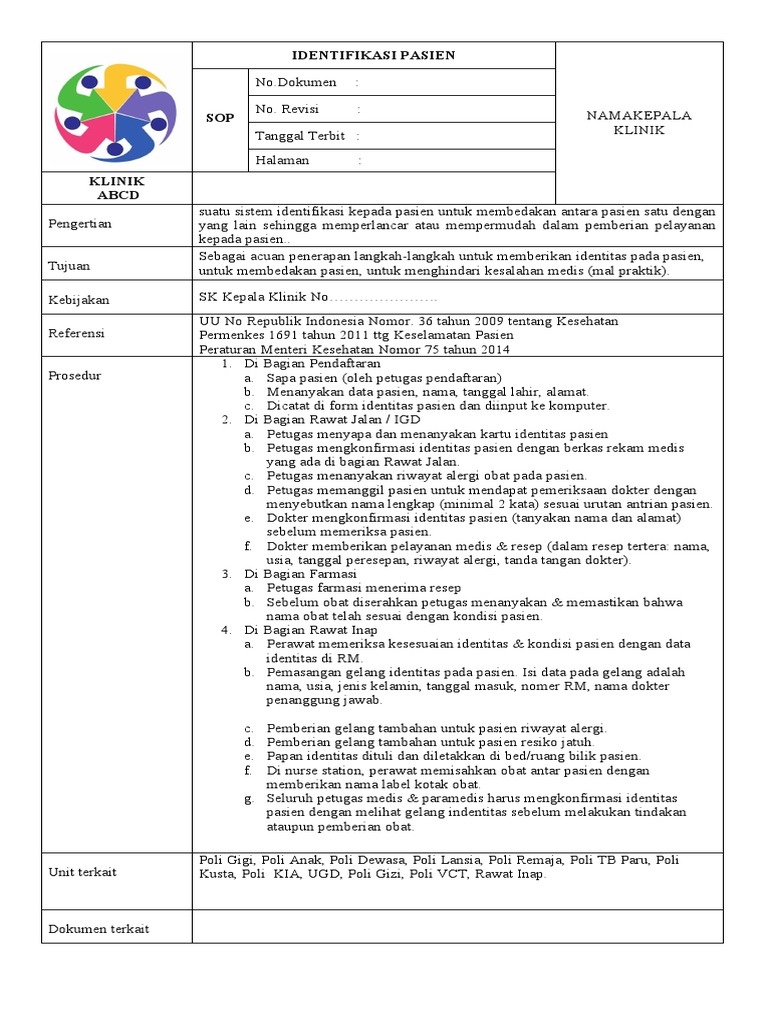 Sop Identifikasi Pasien | PDF | Sains & Matematika