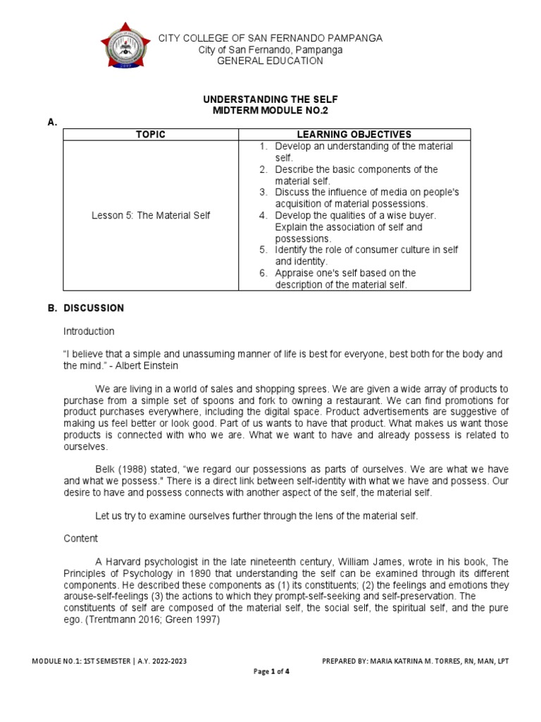 Module #5 - The Material Self | PDF