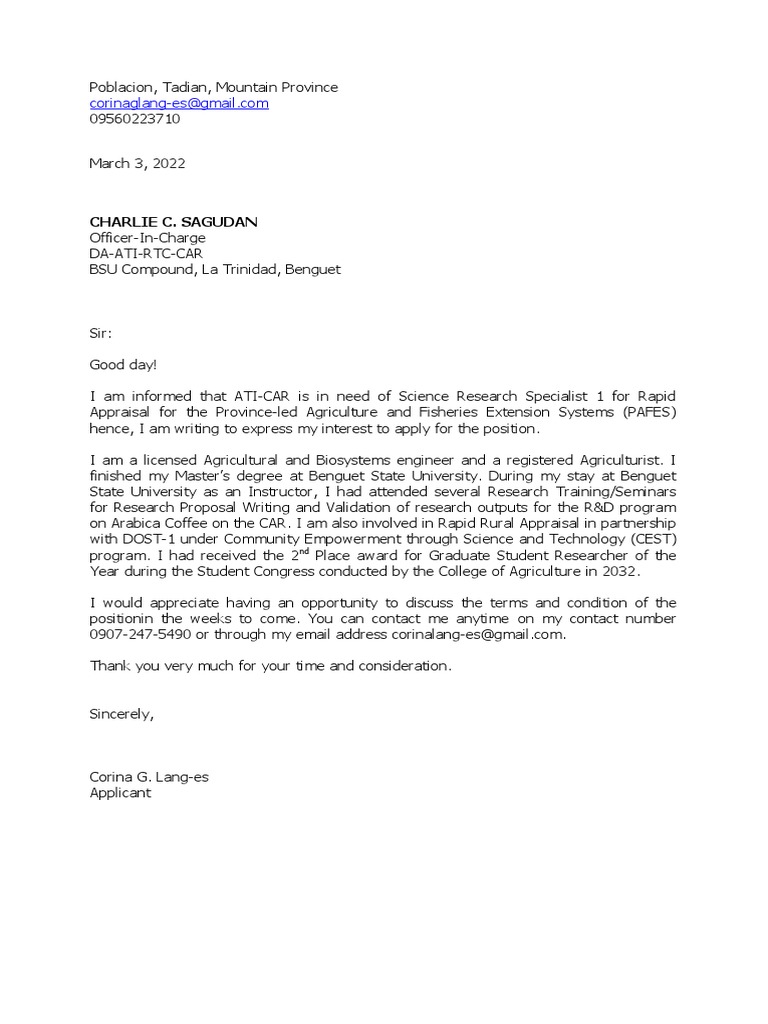 Application Letter Final | PDF