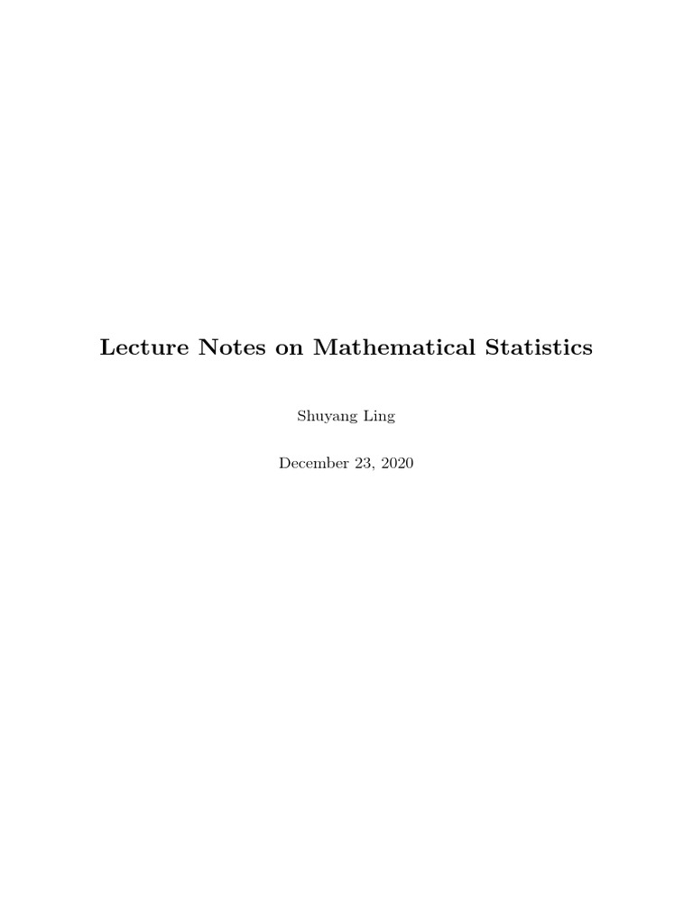Math Stats Lecture 2020F | PDF