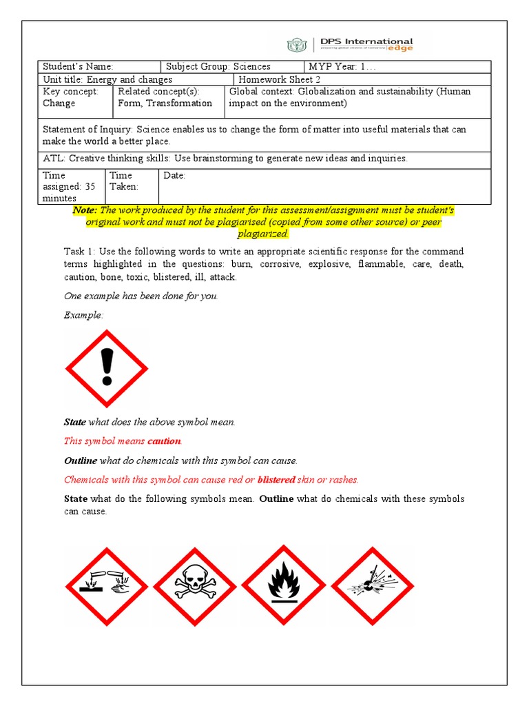 Week 2 MYP 1 Science Homework | PDF | Plagiarism | Science