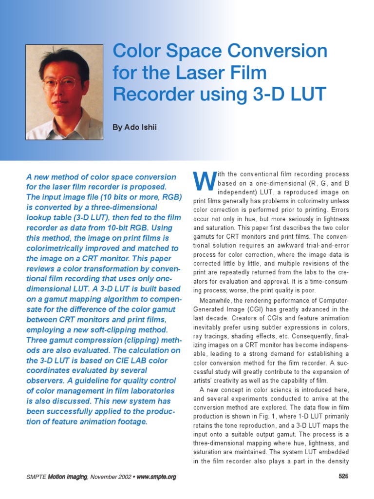 Color Space Conversion For The Laser Film Recorder Using 3-D LUT | PDF ...