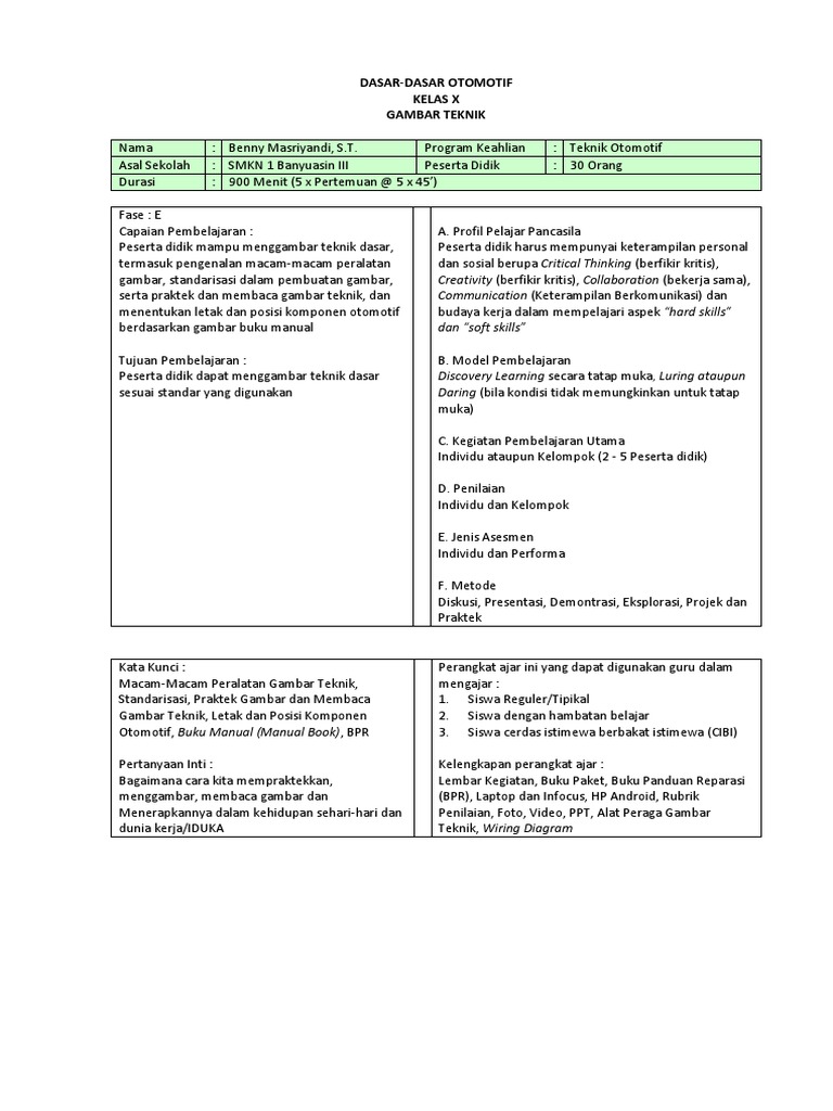 Gambar Teknik Dasar Otomotif Kelas X | PDF | Seni