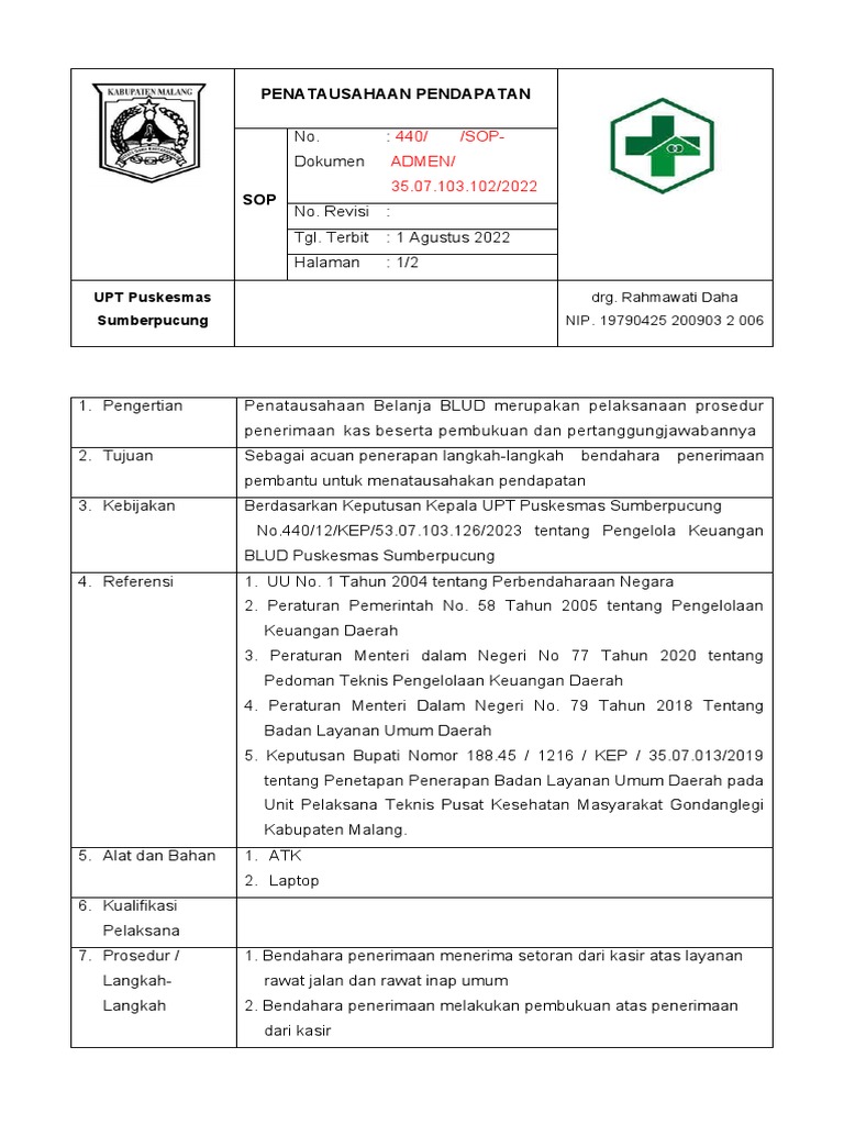 Sop Pendapatan Sumberpucung | PDF