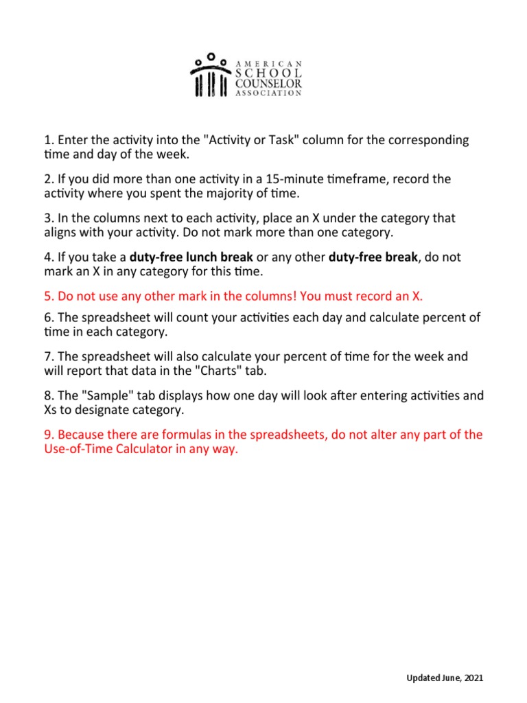 Cy Use-Of-Time-5-Day-Calculator | PDF | School Counselor | Behavior ...