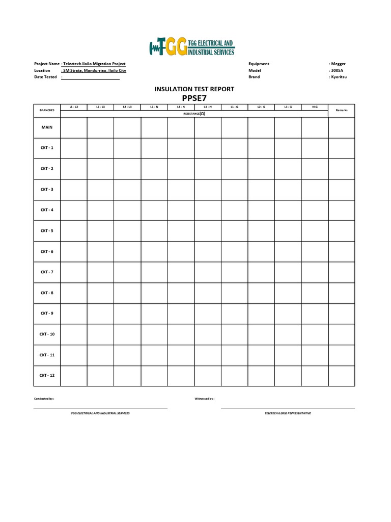 Megger Test Form | PDF