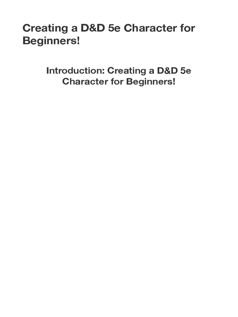 D&D 5e Character Creation Guide | PDF