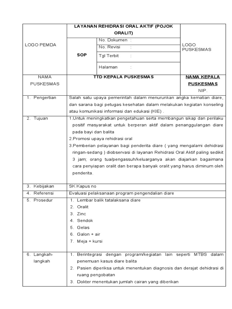 Sop Pojok Oralit | PDF
