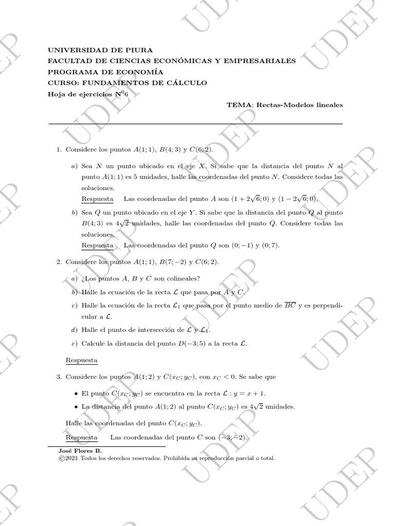 Hoja 6 | PDF | Geometría analítica | Matemáticas Aplicadas