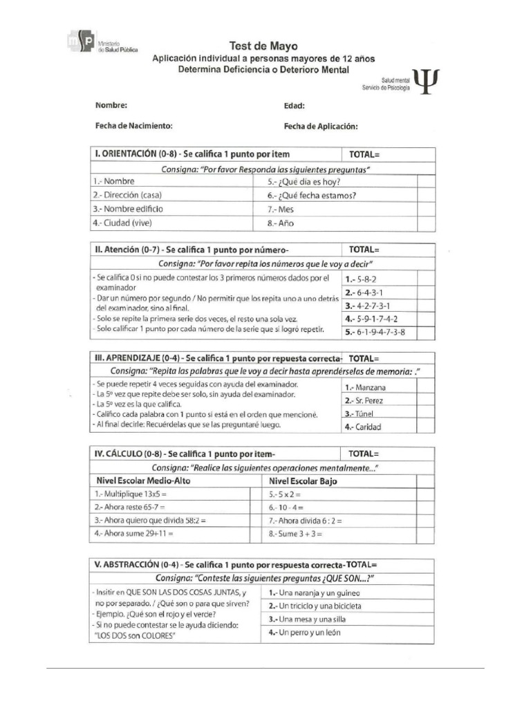 Test de Mayo | PDF