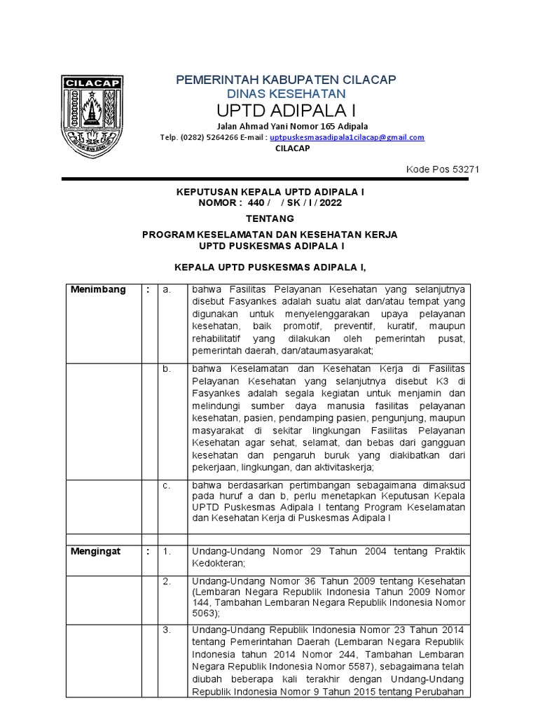 SK Program K3 PKM New | PDF | Pengembangan Diri