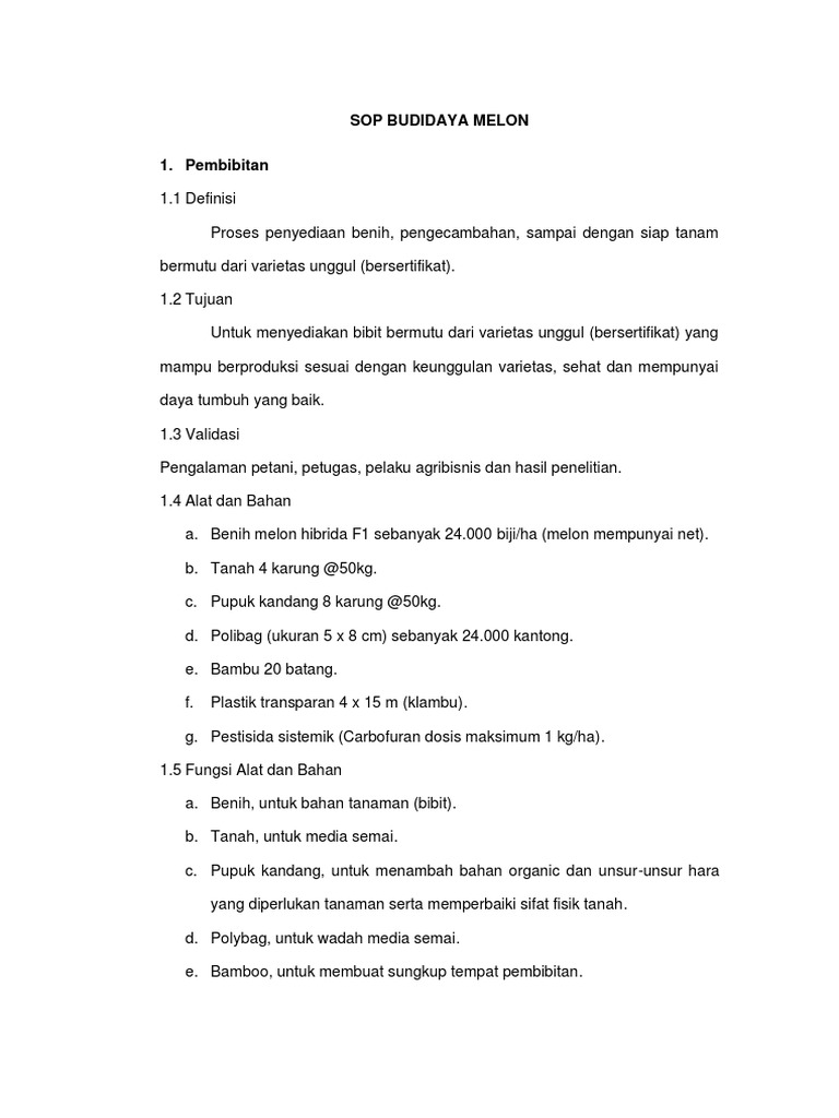 SOP BUDIDAYA MELON - M Vicky Bachruddin | PDF