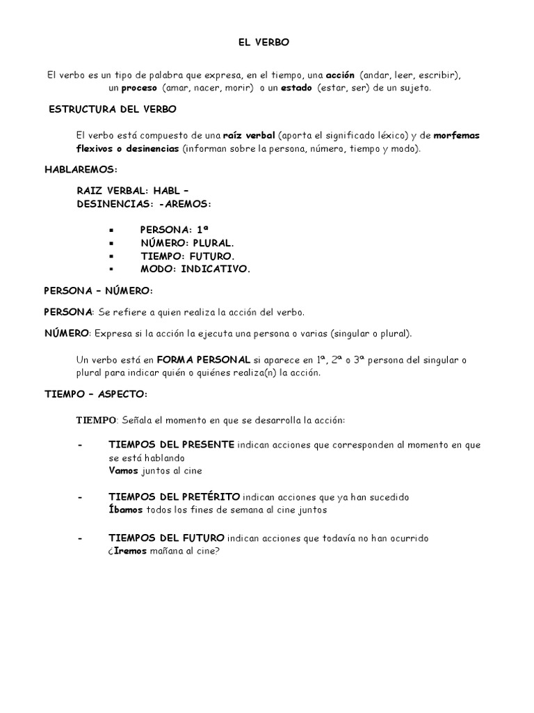 Estructura y Conjugación del Verbo | PDF | Verbo | Conjugación gramatical