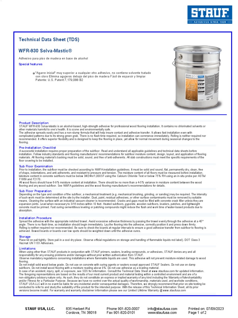 Stauf Content20230709060727 | PDF | Adhesive | Flooring