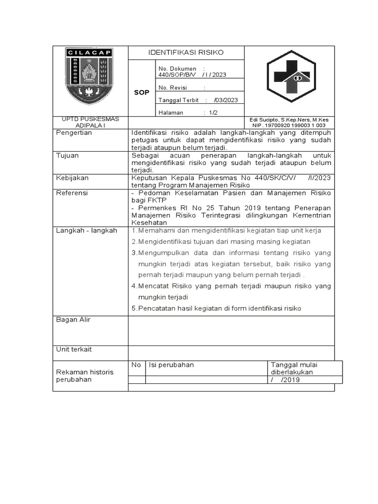 Sop Identifikasi Risiko | PDF